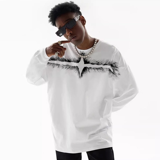 WASSUP original fashion brand Galaxy Cross American long-sleeved T ...