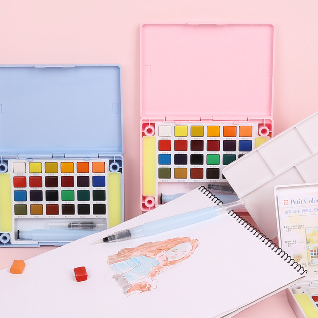 Japan's Sakura brand solid watercolor 24-color set student entry-level ...