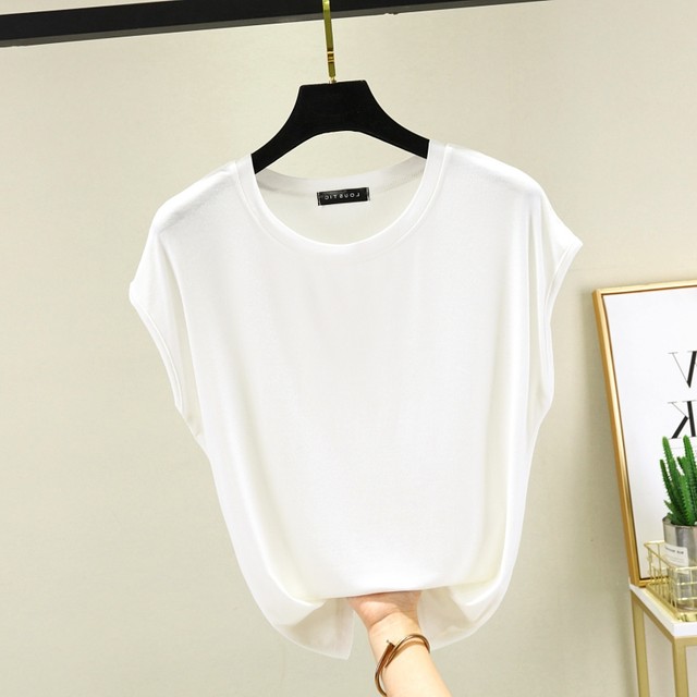 Sleeveless T-shirt for women, summer modal short-sleeved top, versatile ...