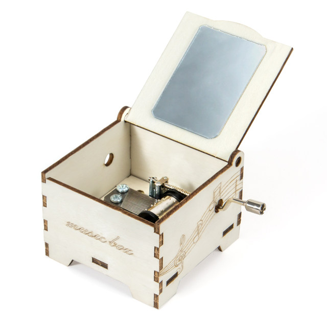 Hand-cranked music box mini music box creative hand-painted gift diy ...