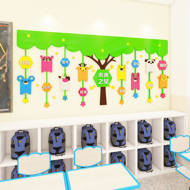 The kindergarten class environment layout material acrylic cultural ...