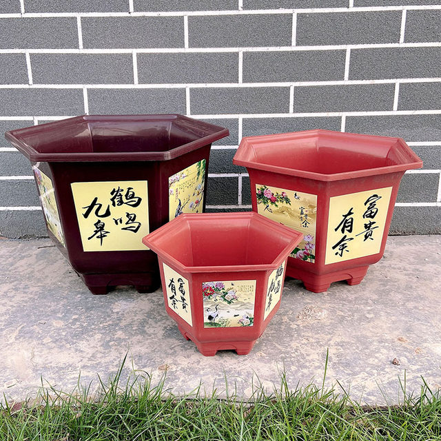 Bamboo glue flower pot thickened special large retro simple plastic ...
