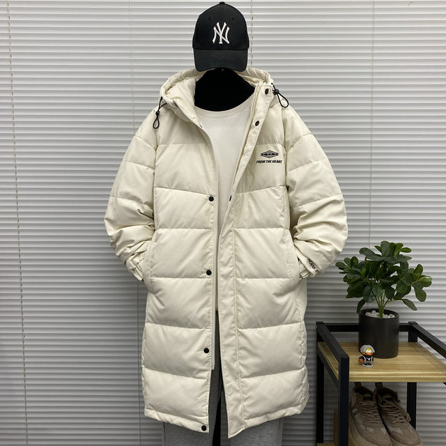 Mid-length hooded soft shell down jacket men's winter clothing plus ...