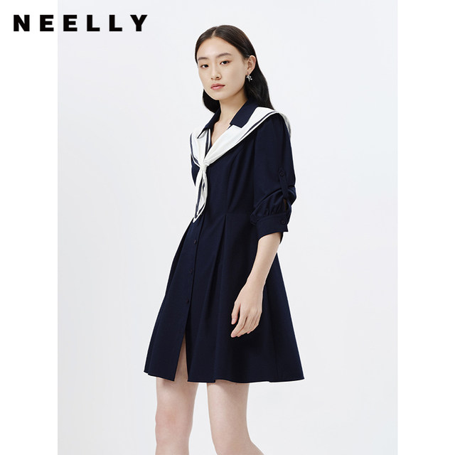 NEELLY Nali Shopping Mall same style college navy collar dress for ...