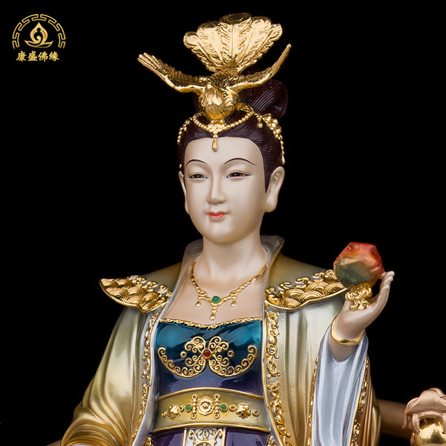Nuwa Goddess Statue pure copper enamel inlaid gold Nuwa patching the ...