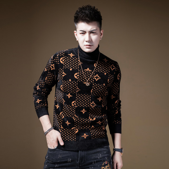 ZOUK retro design feel explosion street chessboard grid sweater ...
