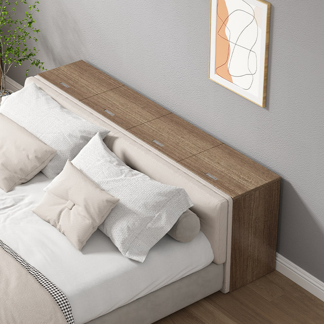 Solid wood floating window cabinet bedside cabinet against wall narrow ...