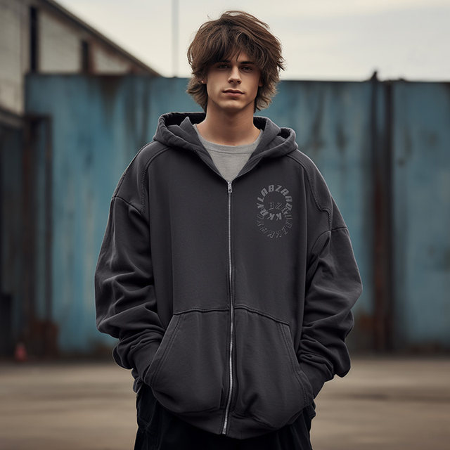 2025 new black plus size plus size men's hooded fat man jacket zipper ...