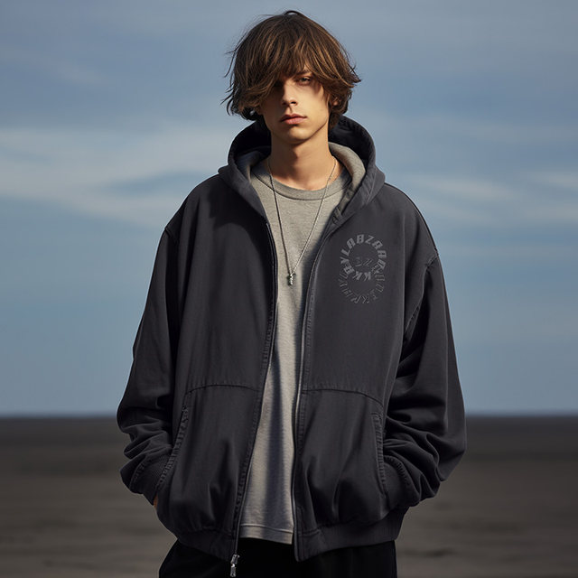 2025 new black plus size plus size men's hooded fat man jacket zipper ...