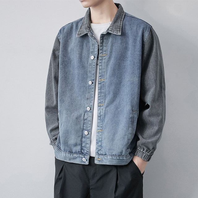 2021 New denim jacket Men's autumn and winter tide brand fat man big ...