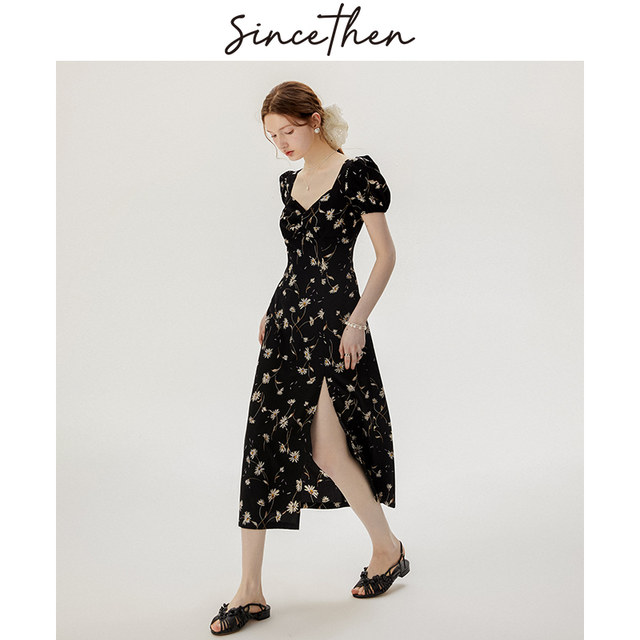 Sincethen French floral dress red dress red dress summer small red ...