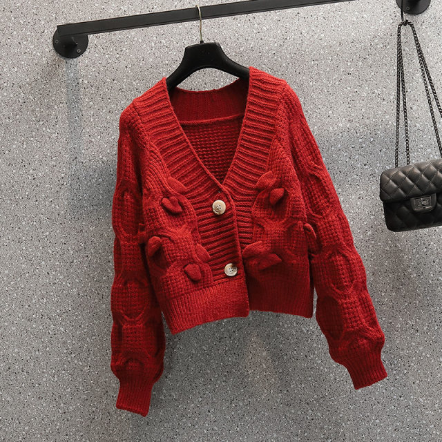 Sweater jacket cardigan spring wear 2025 new women's spring red knitted ...