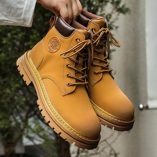 Autumn Large Size Martin Boots 45 Couple Big Yellow Boots 46 Men's ...