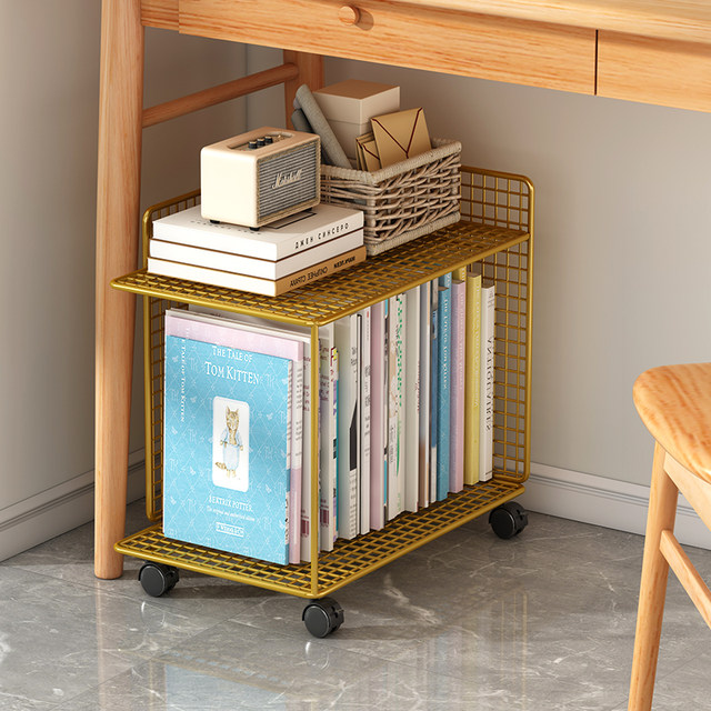 Small bookshelf next to the desk floor-standing storage rack under the ...