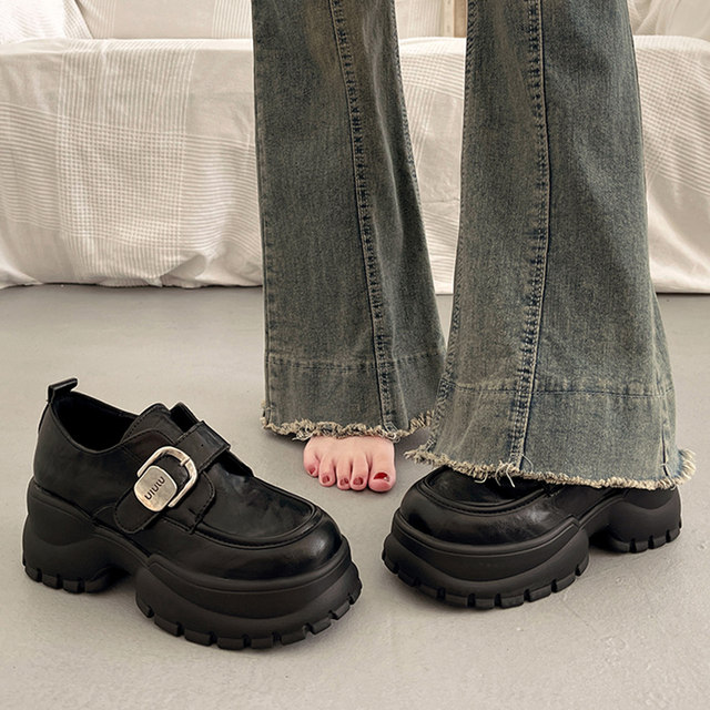 British retro high-soled leather shoes for women in autumn French ...