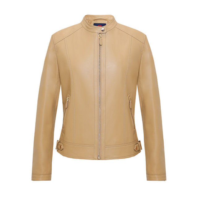 [Sheepskin] Navigare Italian dinghy khaki leather jacket women's spring ...
