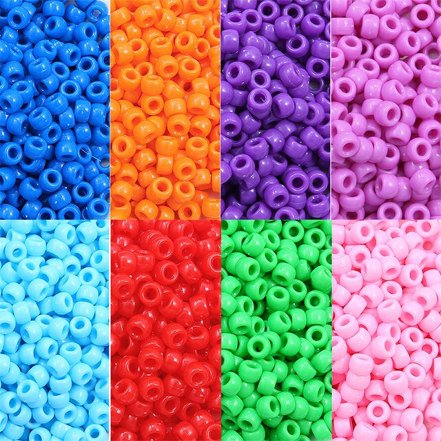 100 acrylic solid color round barrel beads handmade DIY woven bracelet ...