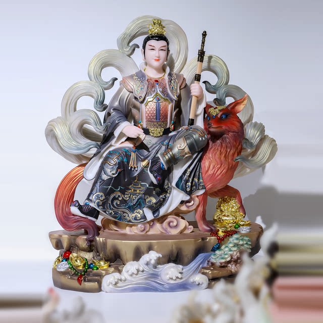 Nine -tailed foxes statue of fox emperor ornaments, blessing Han Baiyu ...