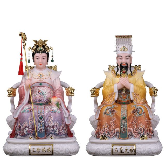 The statue of the Jade Emperor and the Queen Mother Goddess White ...