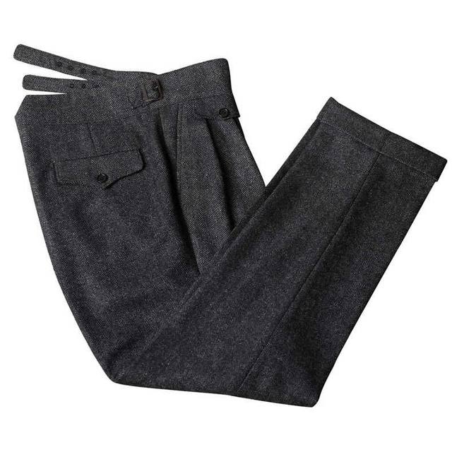 Coarse woolen gurkel trousers men's loose casual retro straight ...