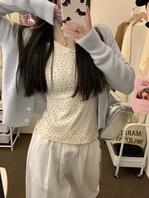 Design Sweet Broken Flower Butterfly Festival Long -sleeved T -shirt ...