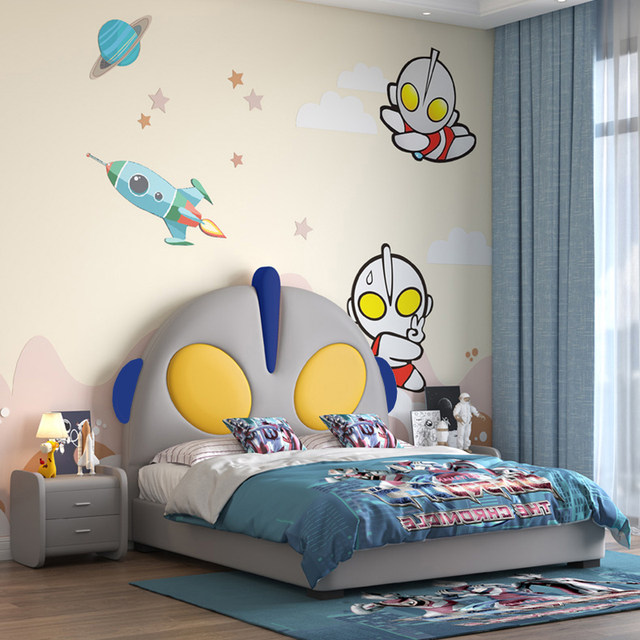 Ultraman children's bed boy single bed modern minimalist young solid ...