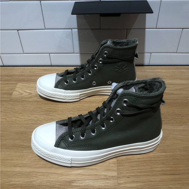 Convese Converse winter new warm leather plush high top casual shoes ...