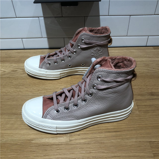 Convese Converse winter new warm leather plush high top casual shoes ...