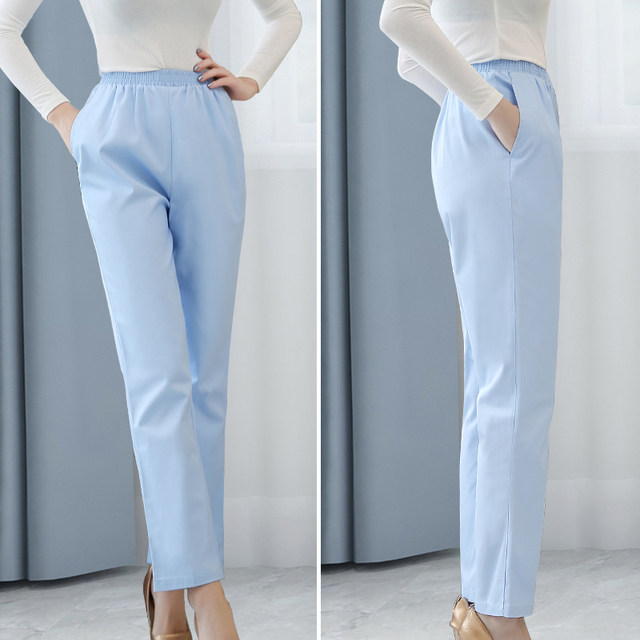 Nurse Pants White Winter Thickened Elastic Waist Large Size Pants ...