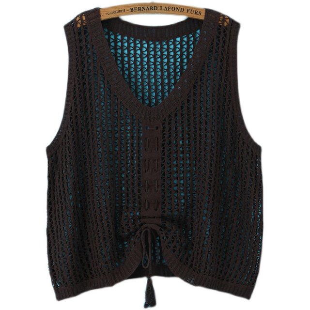 Spring and summer wild sleeveless knitted vest female loose lace, thin ...