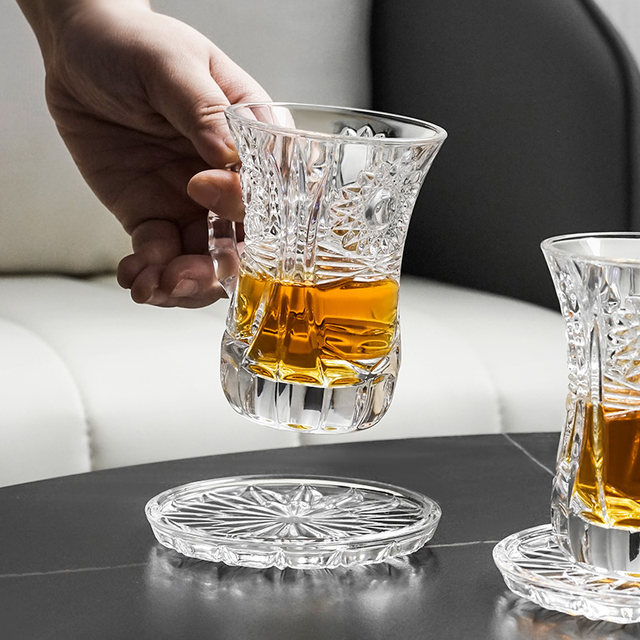 BOHEMIA Czech original imported crystal glass tea cup retro engraved ...