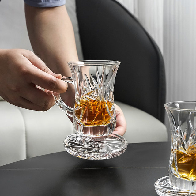 BOHEMIA Czech original imported crystal glass tea cup retro engraved ...