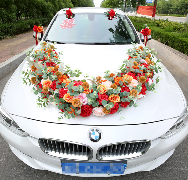 Wedding team flower U -shaped car flower decorative wedding car flower ...