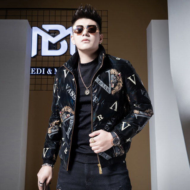 BM European high-end light down jacket men's trendy brand shiny lion ...