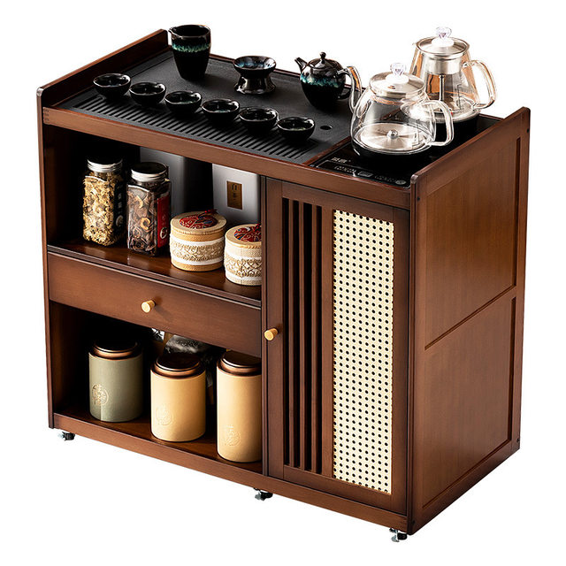 Mobile tea table, household tea cart, new Chinese tea table, automatic ...