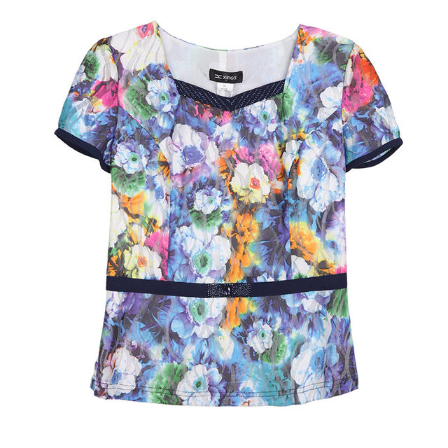 Xing's women's clothing, new summer slim fit, large-size printed top ...
