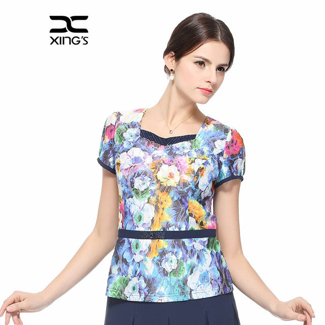 Xing's women's clothing, new summer slim fit, large-size printed top ...
