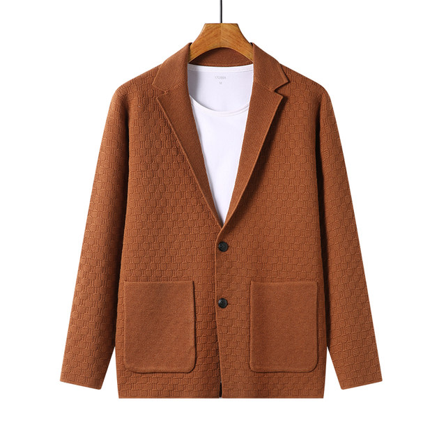 Spring and autumn casual knitted small suits new lapel pure color ...