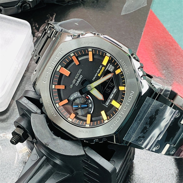 Casio Farmhouse Oak Metal Case GSHOCK Bluetooth Light Energy Watch for ...