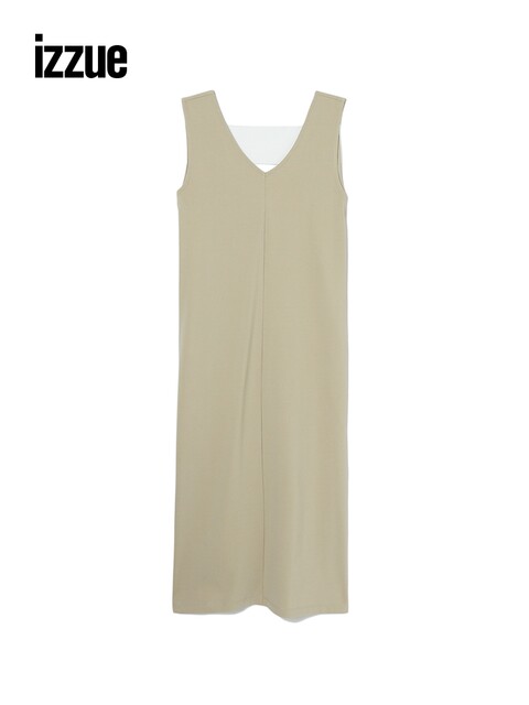 Izzue women's sleeveless dress Fashion, simple loose V -neck long skirt ...