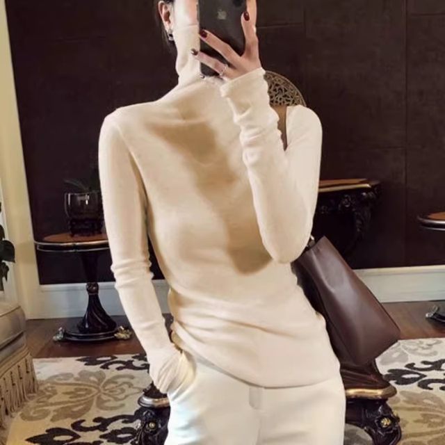 100% pure wool turtleneck cardigan high-end inner wear autumn and ...