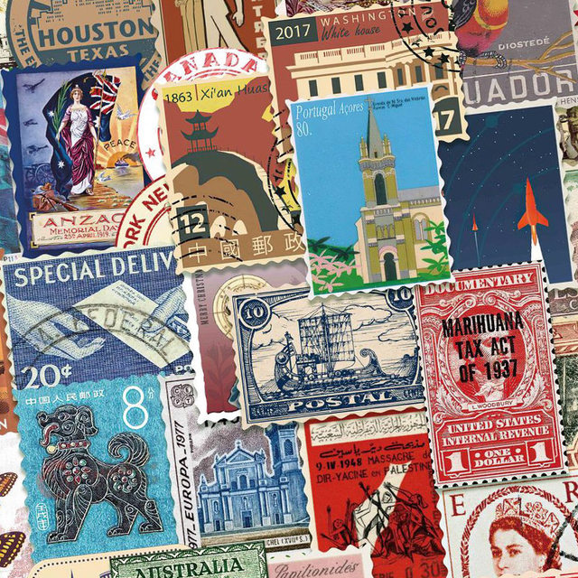 American postmark stamp root retro sticker personalized creative diy ...