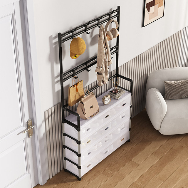 Shoe rack, home door shoe cabinet, coat and hat integrated dust-proof ...