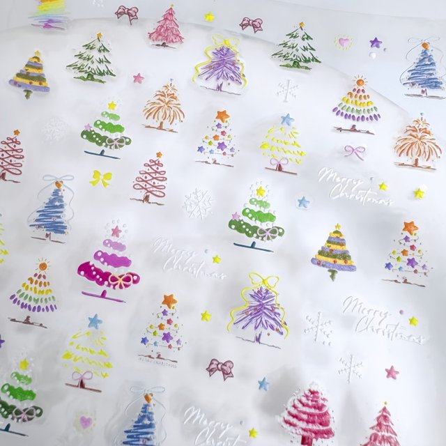 New Christmas tree relief nail ware ins, beautiful Christmas tree ...
