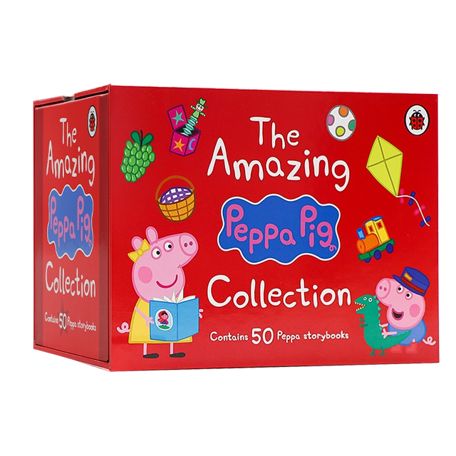 Peppa Pig 50 volumes red box peppapig English picture book Peppa Pig ...