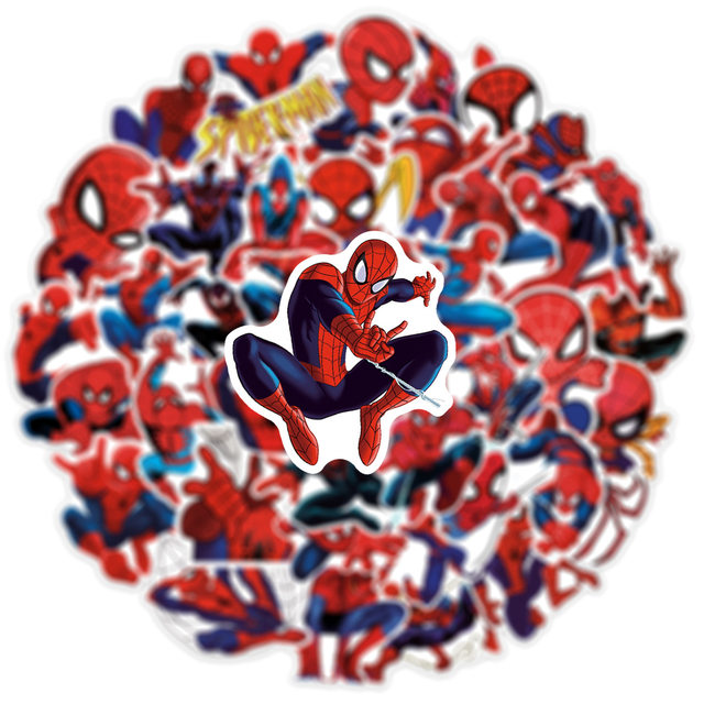 50 Marvel Spider-Man cartoon cute stickers laptop mobile phone water ...