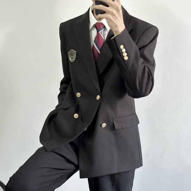 dk uniform school supply shirt suit black blue men's casual jacket ...