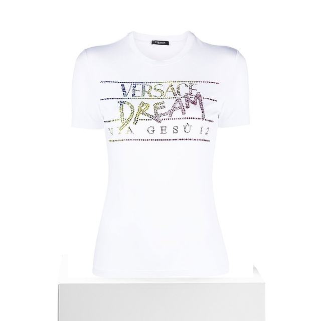 Versace Ms. Versic T -shirt White Simple Alphabet Large Large Circle ...
