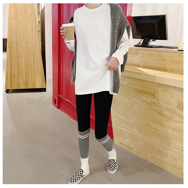 2024 new white pure cotton long -sleeved T -shirt women spring mid ...