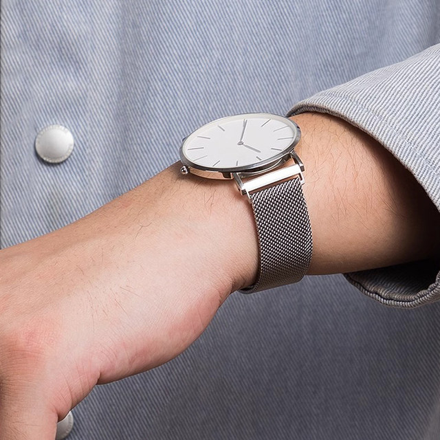 New magnetic Milanese metal watch with steel strap for men and women ...